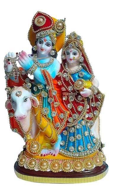 Hindu God Lord Krishna Kanha Radha Idol Sculpture Statue Figurine Eur