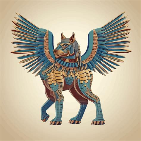Premium Vector Vector Illustration Of Lamassu Winged Bull Assyrian