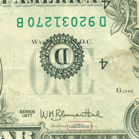 1977 1 Federal Reserve Note Inverted Overprint Error Type I 3rd Print