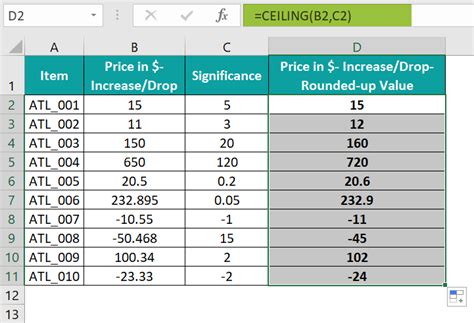 Ceiling Function Continuously In Excel Codes Shelly Lighting
