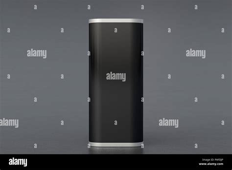 Front And Side View Blank Black Rectangular Tin Can Isolated With Clipping Path Around Can On