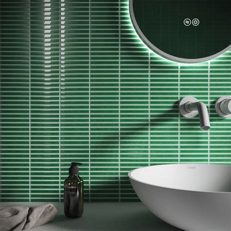 Green Bathroom Tile Wall A Pleasingly Verdant Interior With Green