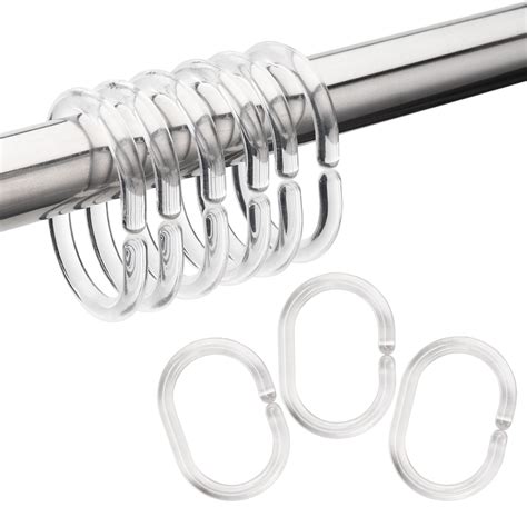 Amazerbath Easy Rustproof Plastic Shower Curtain Rings Hooks 24 Pcs C