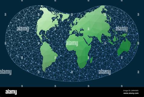 Internet And Global Connected Globe Hill Projection Green Low Poly