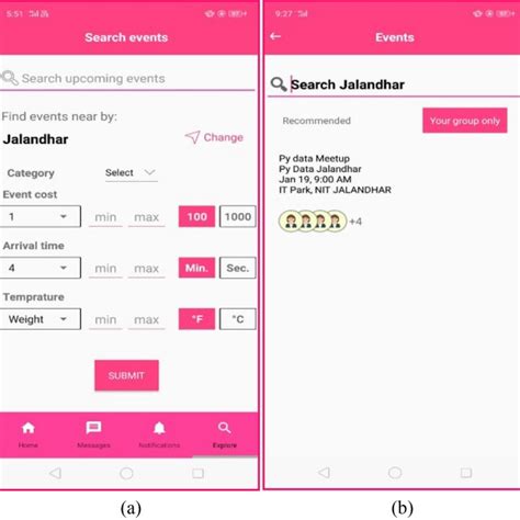 Event Recommendation Interface A Recommendation Request And B