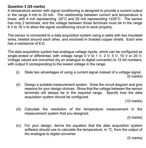 Solved Question 3 25 Marks A Temperature Sensor With