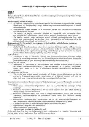 Unit II Lecture Notes UNIT II Fundamentals Of DevOps Architecture