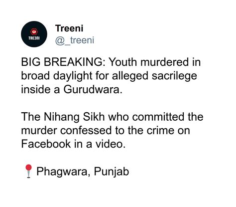 Youth Murdered In Broad Daylight For Alleged Sacrilege Inside Gurudwara