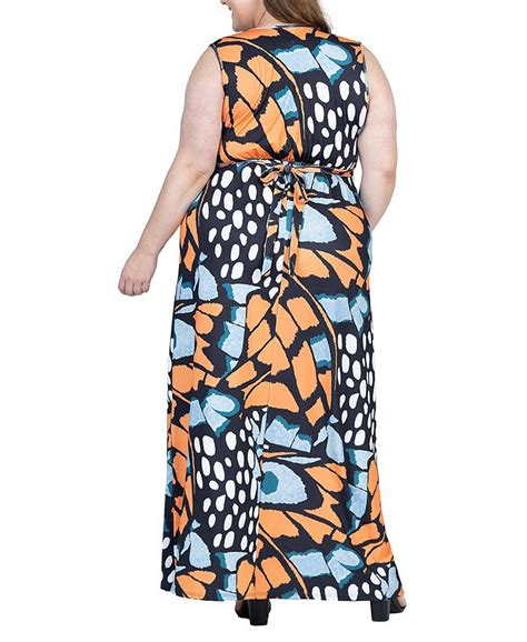 24seven Comfort Apparel Plus Size Empire Waist Sleeveless Maxi Dress