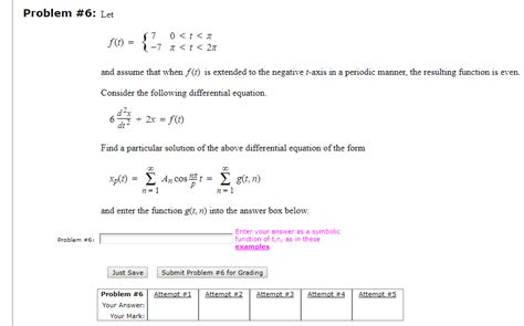 Solved Problem 6 Let F T And Assume That When F T Is Chegg Com