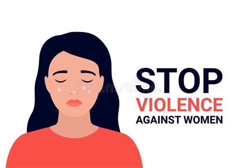 Triste Femme Avec Un Texte Arrêter La Violence Contre Les Femmes Libre