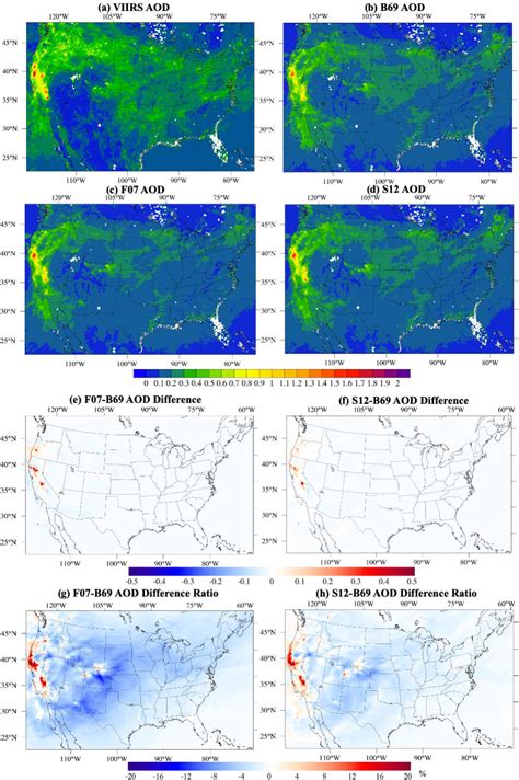 The 2 Month Average Aod From Viirs A B69 Run B F07 Run C And Download Scientific