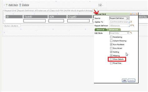 Show Details For A Report Sourced Repeating Grid Support Center