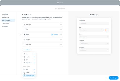job scheduling configure shift structure adding more fields to a