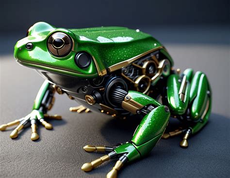 Robot Frog Futuristic Robotic Frog With Metallic Green Design Deep