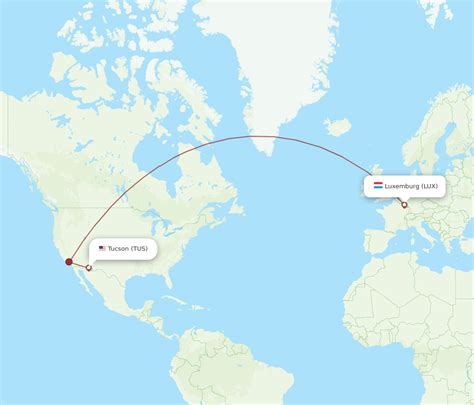 All Flight Routes From Tucson To Luxembourg Tus To Lux Flight Routes