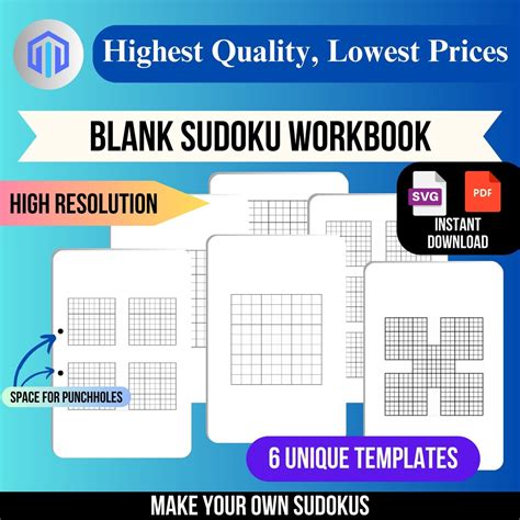 Blank Sudoku Workbook Svg Sudoku Puzzle Book Blank Sudoku Pages
