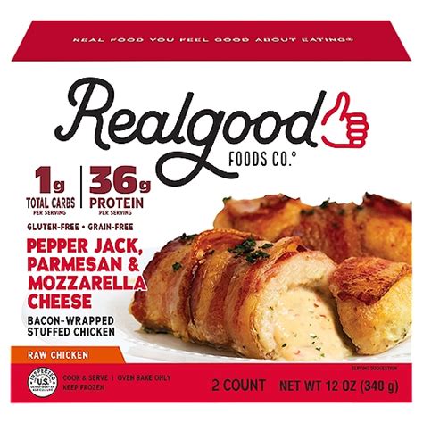 Real Good Foods Pepper Jack Bacon Wrapped Stuffed Chicken 2 Count 12
