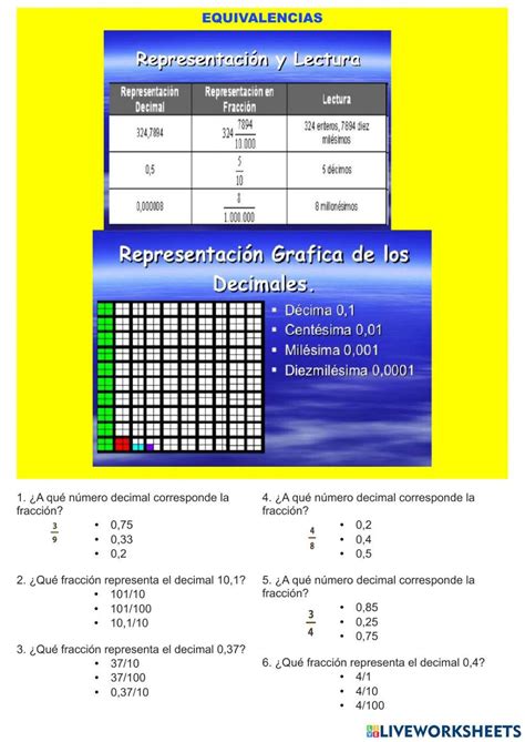 Repaso Decimales Live Worksheets