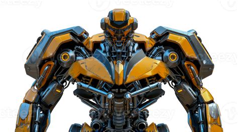 A Yellow Robot With A Black Face Stands Stock 45910927 Png