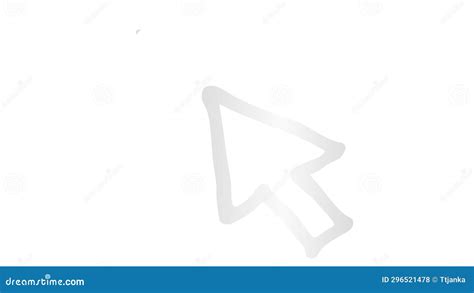 Animated Silver Symbol Of Mouse Cursor Arrow With Rays Clicks Icon In Sketch Style Stock