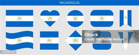 니카라과 국기 세트입니다 다양한 모양의 국기 흰색 배경에 고립 된 벡터 일러스트 레이 션 Championship에 대한 스톡 벡터 아트 및 기타 이미지 Istock