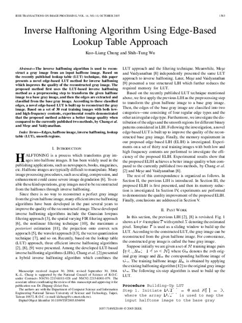Pdf Inverse Halftoning Algorithm Using Edge Based Lookup Table Approach