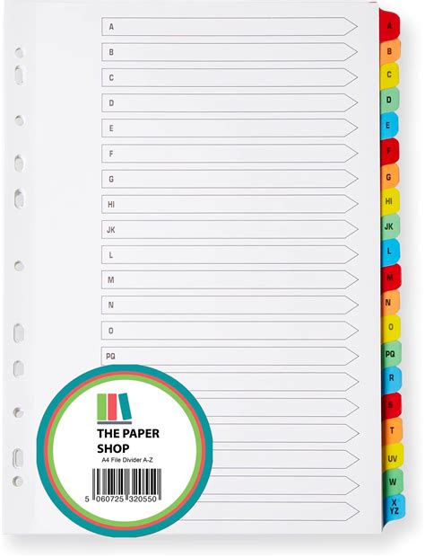 A4 File Dividers A Z Tabs A4 Alphabetical Subject Dividers A Z With