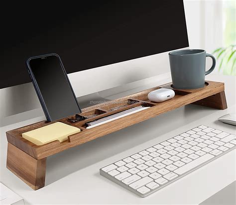 Natural Wood Desk Organizer Multifunctional Desktop Caddy