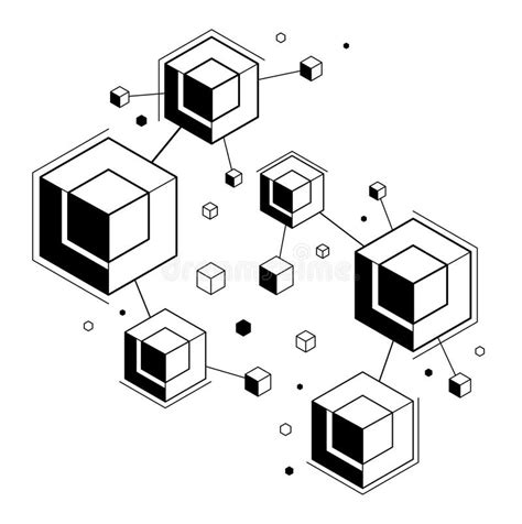 two connected cubes icon vector blockchain symbol stock vector