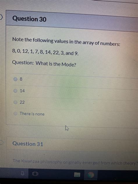 Solved Question 30 Note The Following Values In The Array Of