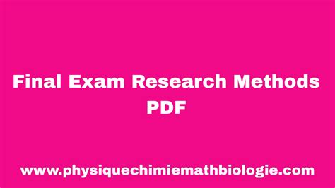 Final Exam Research Methods Pdf
