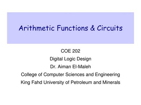 PPT Arithmetic Functions Circuits PowerPoint Presentation Free Download ID 8891412