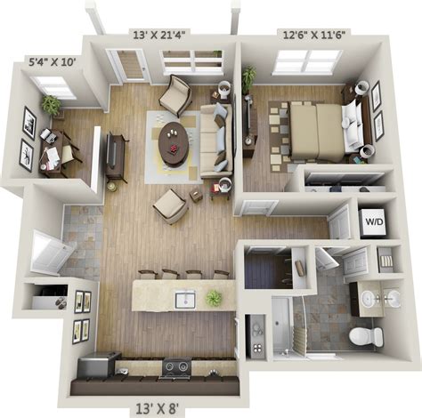 One Bedroom House Plan 3d 1 Bedroom Apartmenthouse Plans June 2025