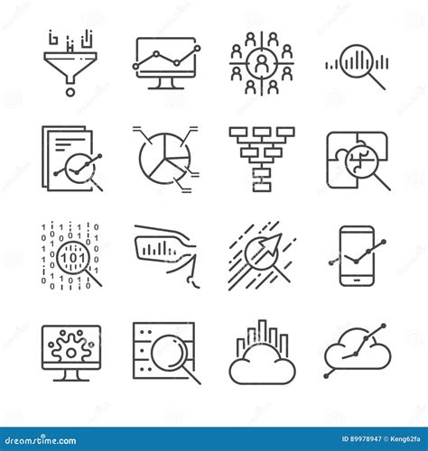 data analysis icons set stock vector illustration of margin 89978947