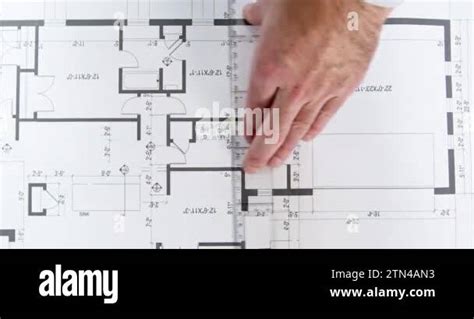Man Hands Draw Line On Building Project Using Pencil And Ruler Worker