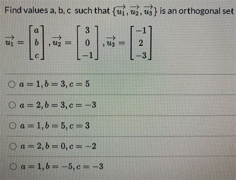 solved find values a b c such that {uł u us} is an