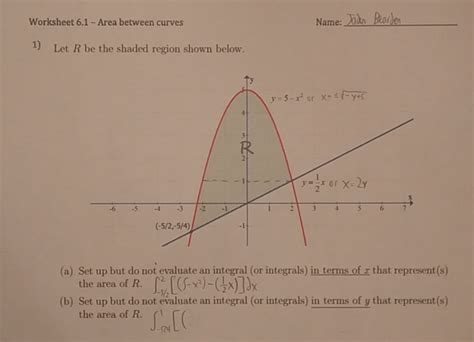 Cis Calculus Area Between Curves How Would You Setup This Integral In Terms Of Y R