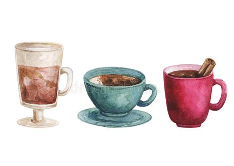 Bebida De La Acuarela C Ctel Tetera De La Taza De T Stock De