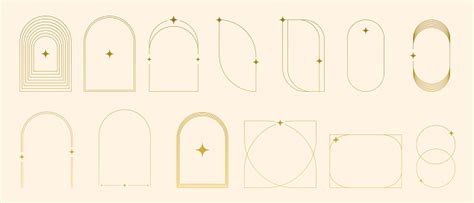 현대적인 미니멀리스트 미적 선형 프레임 복고풍 별 스타 버스트 아이콘 미니멀리스트 프레임과 반짝이는 별이있는 테두리 벡터 유행 아이콘과 기호입니다 주당순이익 10 곡선에