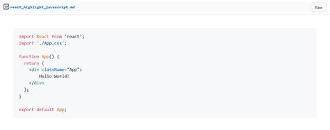 Highlighting React Code In GitHub Flavored Markdown
