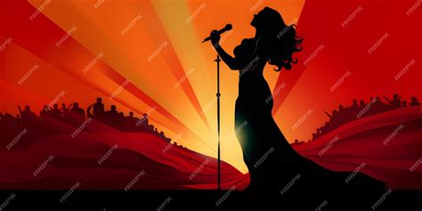 Silhouette Of Woman Singing On The Stage Illustration Premium Ai