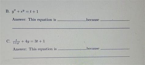 Solved Classify The Following Equations Are Linear Or Chegg
