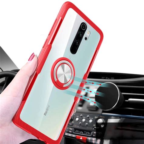 Xiaomi Redmi Note 9 Pro Case With Metal Ring Kickstand Transparent Stuff Enough
