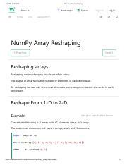 Understanding Numpy Array Reshaping In Python Course Hero