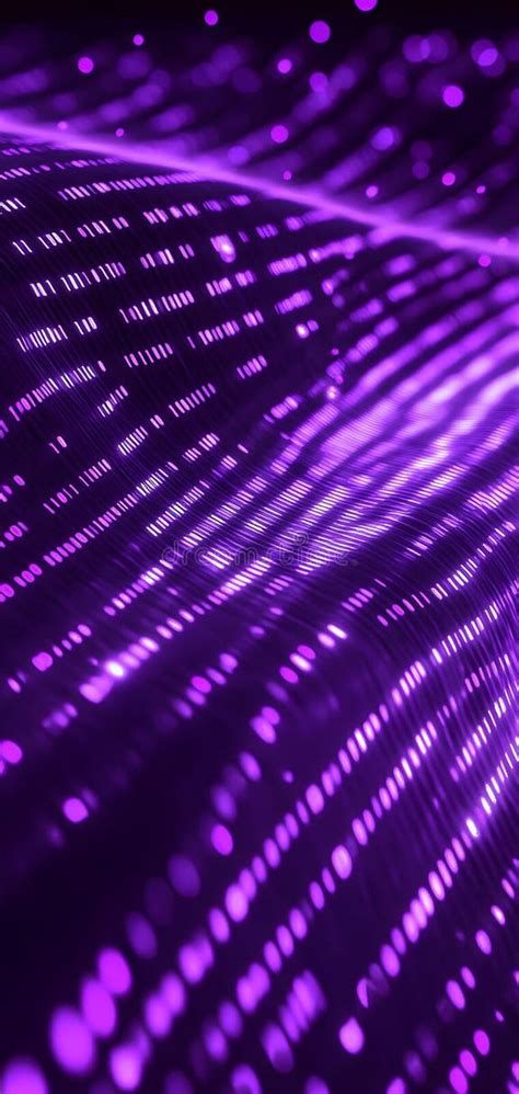 Streams Of Data Flow In A Flowing Wave Each Data Particle Is A Binary Code Purple Color