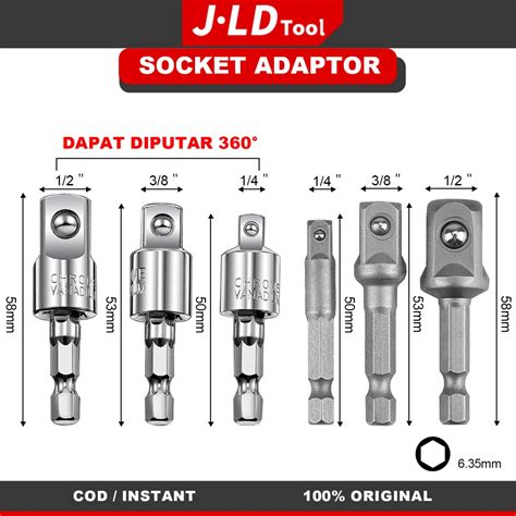 Jual Jld 3pcs Socket Adaptor Hex Adapter Kepala Bor 1 4inch Hex Kunci