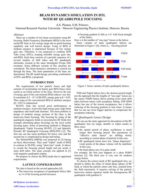 Pdf Beam Dynamics Simulation In Dtl With Rf Quadrupole Focusing