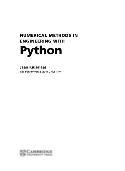 SOLUTION Numerical Methods In Engineering With Python Studypool