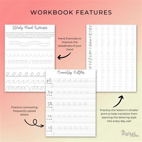 Monoline Bouncy Cursive Handwriting Practice Workbook Lettering Workbook Penmanship Practice